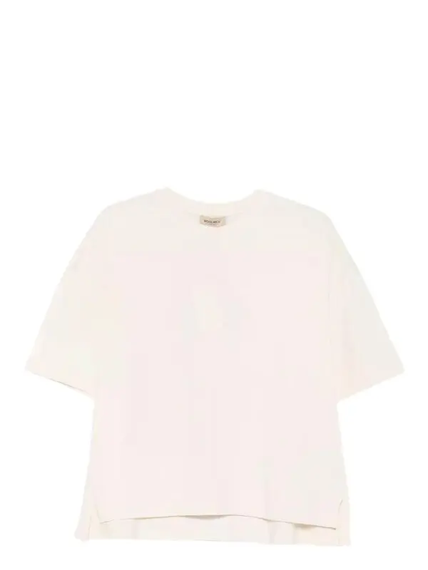 Woolrich Logo-embroidered Side-slit T-shirt - Neutrals