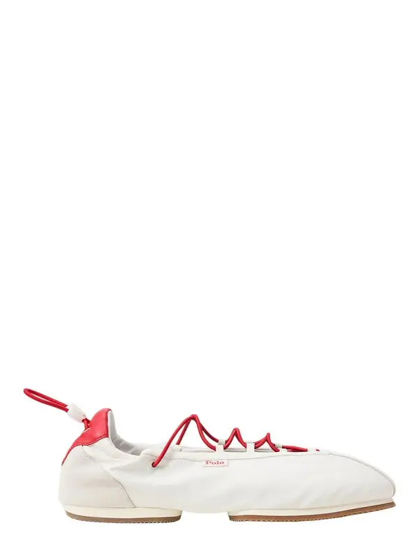 Ralph Lauren Nylon Lace-up Ballerina Sneaker - White/cruise Red