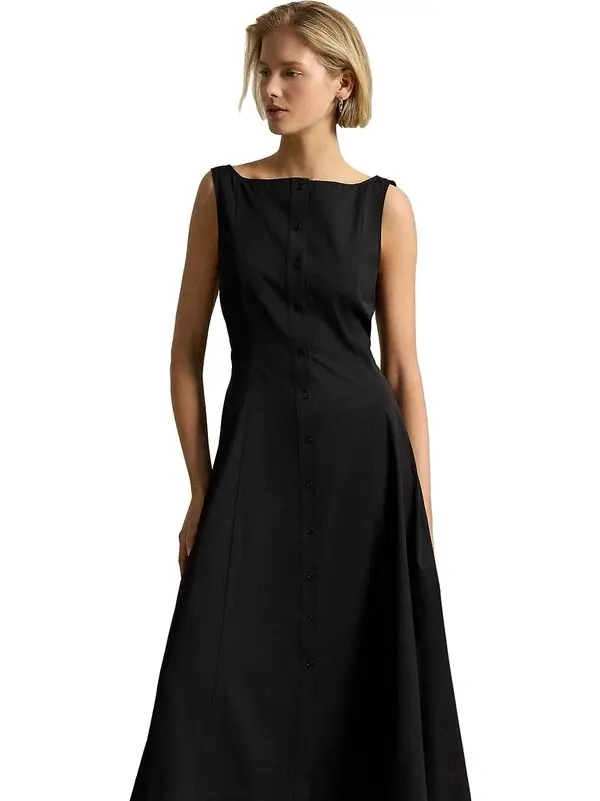 Ralph Lauren Paneled Cotton Boatneck Dress - Polo Black
