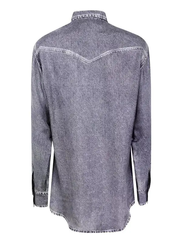 PIERRE-LOUIS MASCIA Acid Wash Double Pocket Shirt - Grey