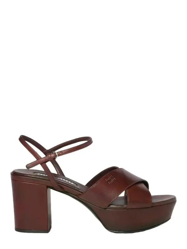 Miu Miu Crossover-strap Platform Sandals - Brown