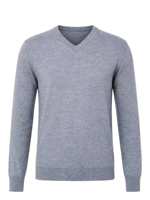 BILLIONAIRE V-neck Merino Wool Jumper - Grey