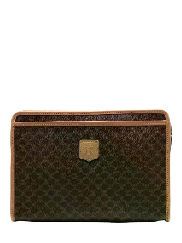 Celine Macadam Coated Canvas Clutch Bag - Brown