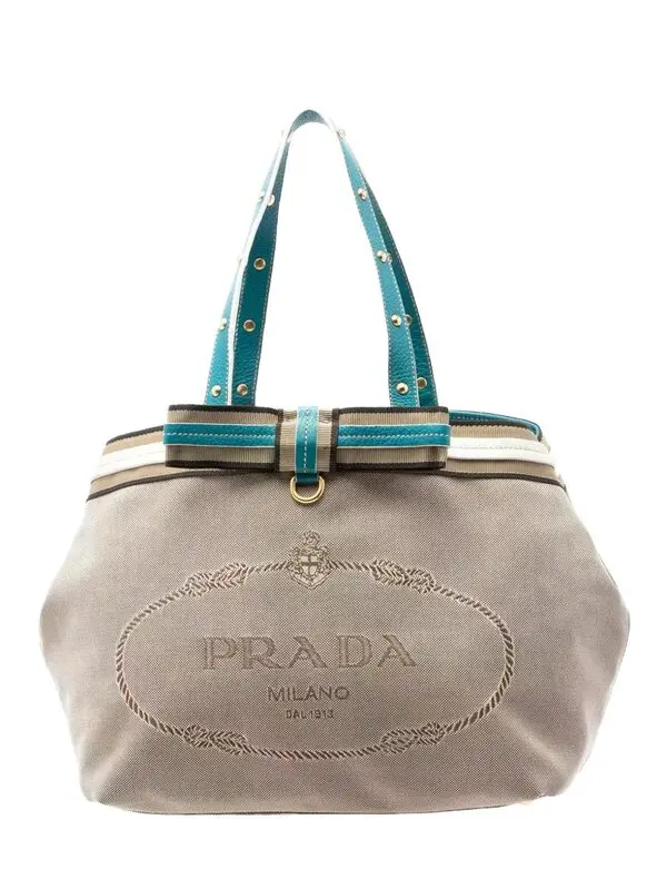 Prada Canapa Logo Tote Bag - Blue