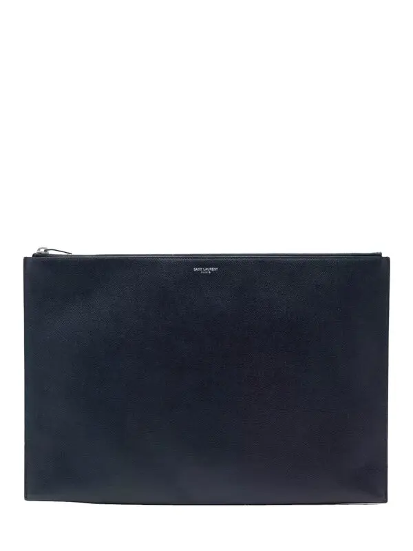 Saint Laurent Grain De Poudre Zip Document Holder Clutch Bag - Black