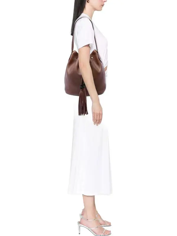 Gucci Calfskin Lady Tassel Bucket Bag - Brown