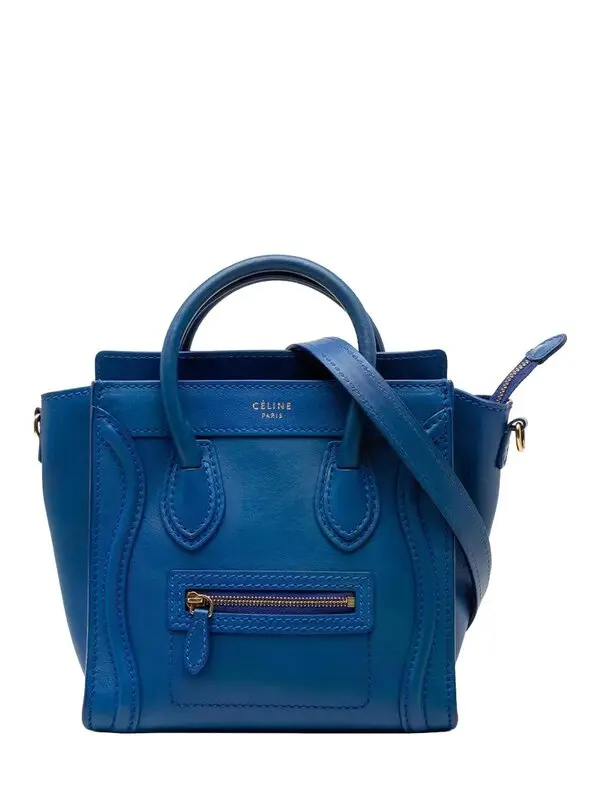 Celine Leather Luggage Tote Satchel - Blue