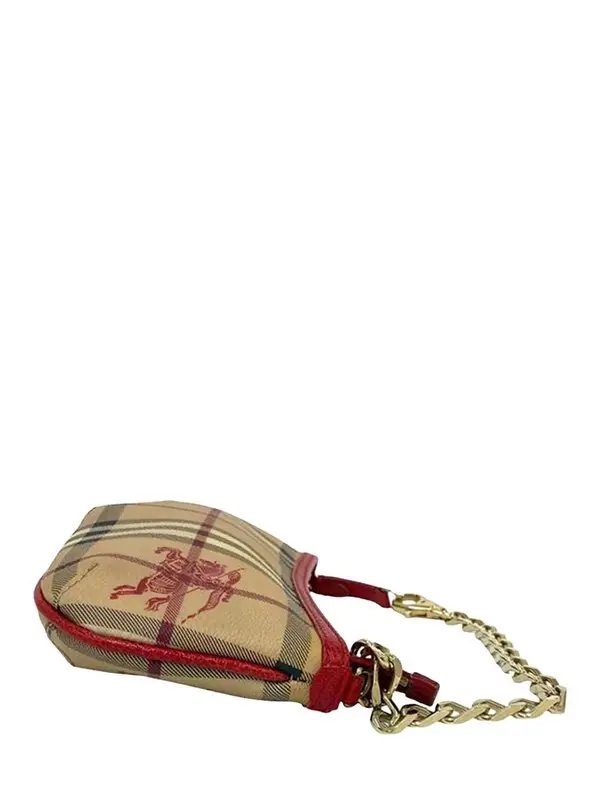 Burberry Haymarket Check Coated Canvas Clara Pochette Shoulder Bag - Red
