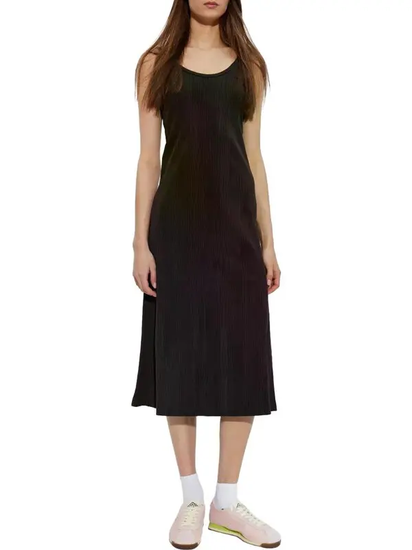 Lacoste Ribbed Knit Logo Patch Dress - Brown