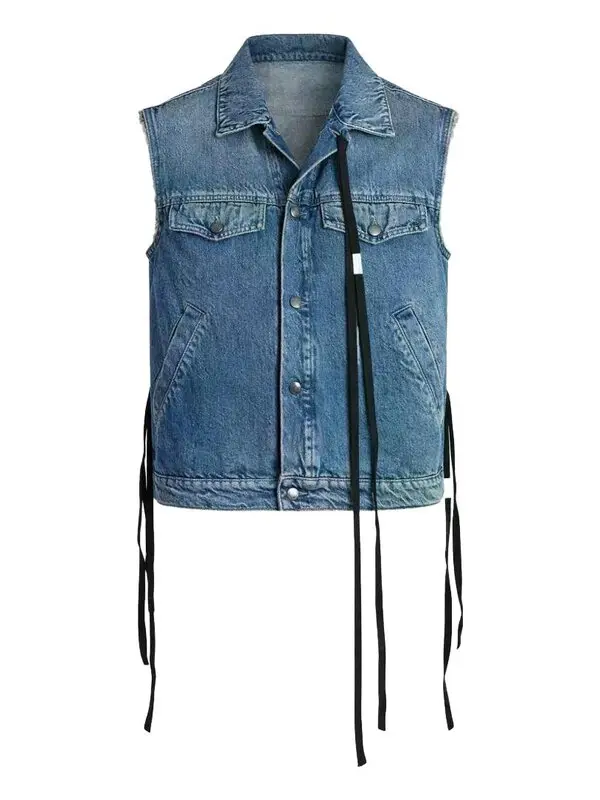 ANN DEMEULEMEESTER Tie-strap Denim Jacket - Blue