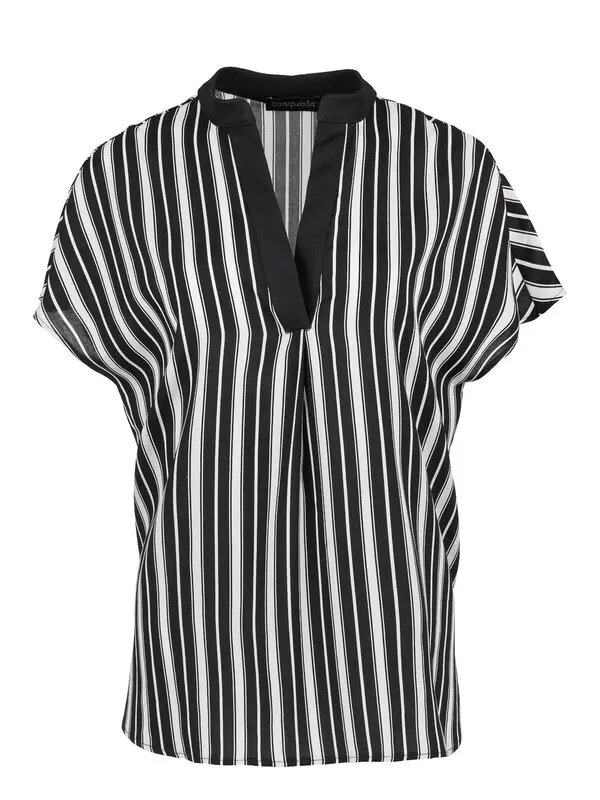 CONQUISTA Sleeveless Striped Top - Blue