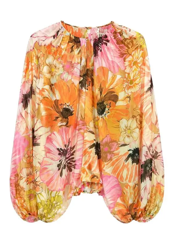 Dorothee Schumacher Floral-print Pleated Blouse - Orange