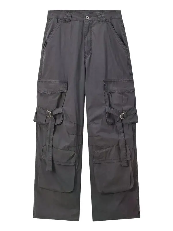 MUSIUM DIV. Cotton Buckle-detail Trousers - Grey