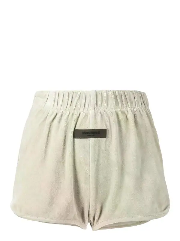 Fear Of God Logo Patch Velour Shorts - Green