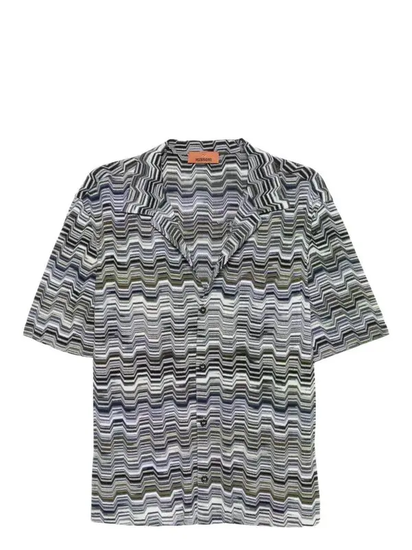 Missoni Zigzag-knit Camp-collar Shirt - Grey
