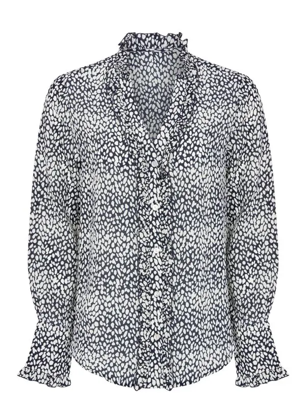 GUINEA Silk Abstract Print Blouse - Blue