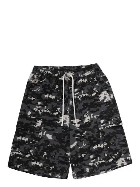 A BATHING APE Pixel Camo Cargo Relaxed Fit Sweat Shorts - Black