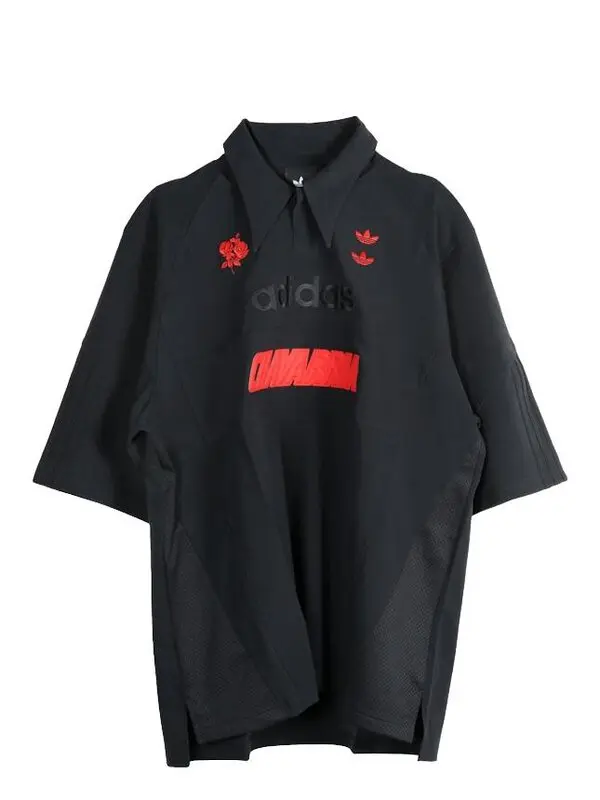 Adidas X Willy Chavarria Embroidered Polo Shirt - Black