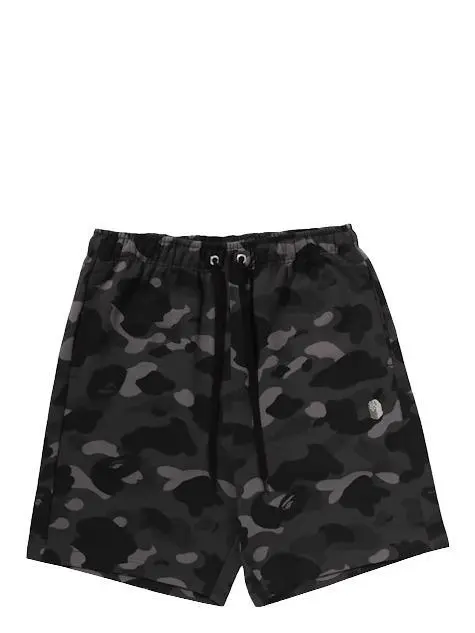 A BATHING APE Camo Metal Ape Head Relaxed Fit Sweat Shorts - Black