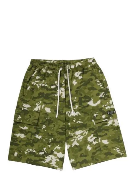 A BATHING APE Pixel Camo Cargo Relaxed Fit Sweat Shorts - Army Green