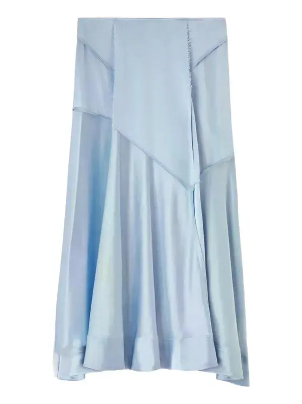 GANNI Raw-edge Panelled Maxi Skirt - Blue