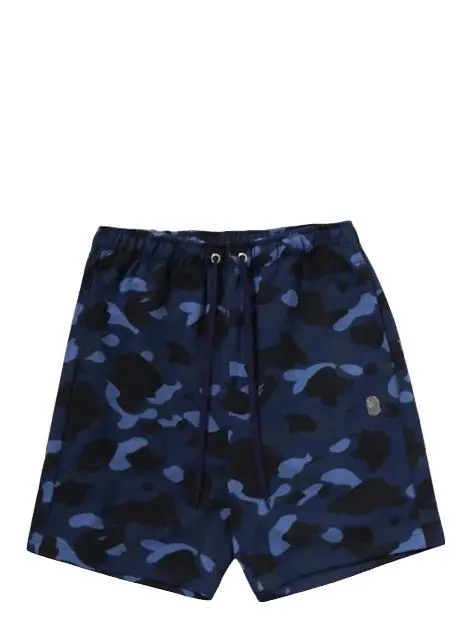 A BATHING APE Camouflage Relaxed Fit Sweat Shorts - Navy Blue