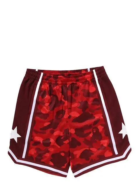 A BATHING APE Camouflage Mesh Relaxed Fit Shorts - Red