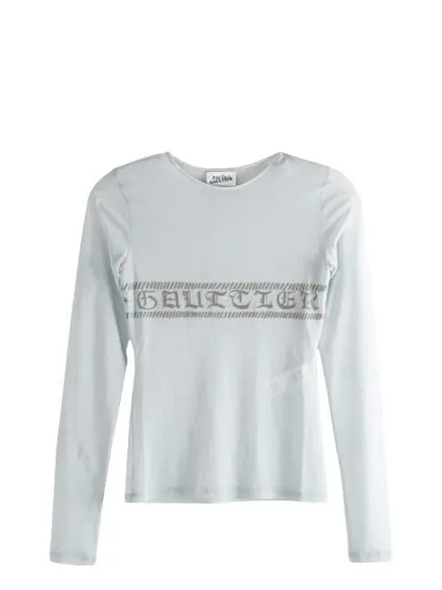 JEAN PAUL GAULTIER Mesh Crewneck Long Sleeve Top - Lightblue