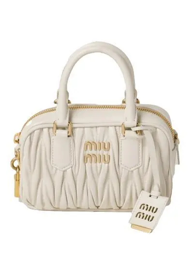 Miu Miu Matelasse Nappa Leather Tophandle - White