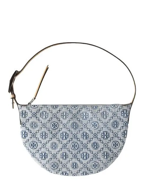Tory Burch T Monogram Denim Small Balloon Bag - Powder Blue