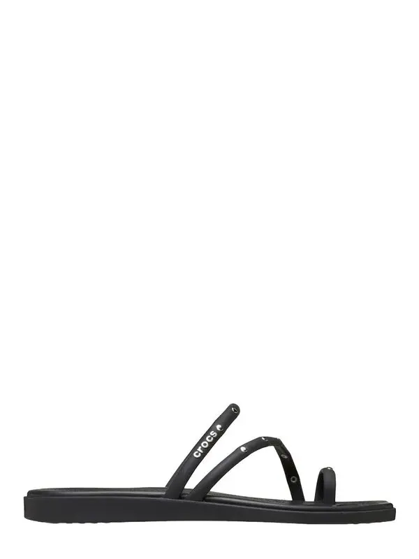 CROCS Studded Toe Loop Flat Sandals - Black