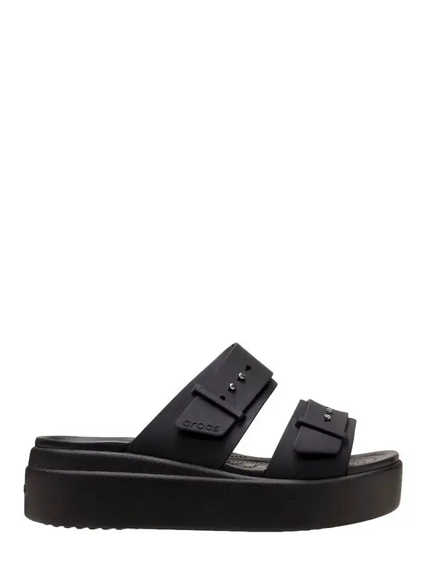 CROCS Brooklyn Buckle Low Wedge Sandal - Black