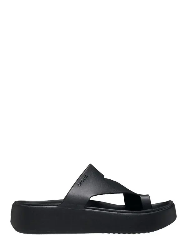 CROCS Getaway Platform Toe Loop Flip Flops - Black