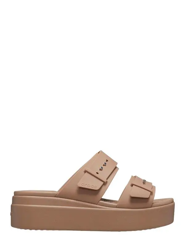 CROCS Brooklyn Buckle Low Wedge Sandal - Latte