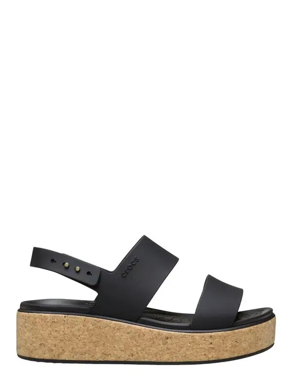 CROCS Brooklyn Low Wedge Cork Sandal - Black