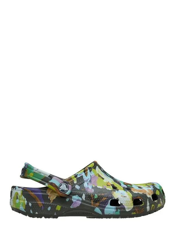 CROCS Classic Painted Floral Clogs - Black Sand