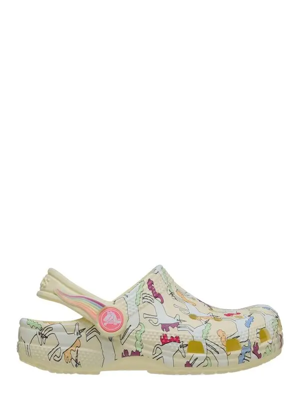 CROCS Classic Unicorn Graphic Clogs - Yellow Light