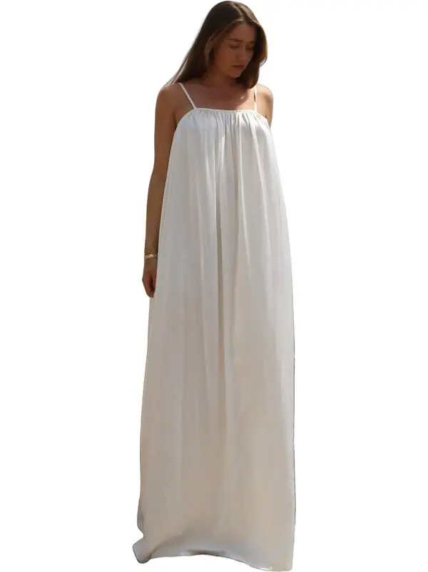 MandiBreeze Silk Maxi Dress With Open Back - White