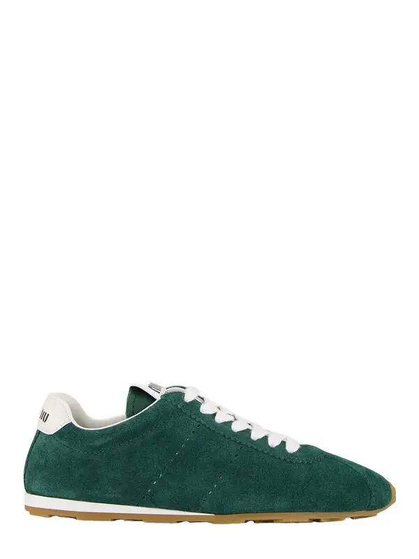 Miu Miu Plume Suede Lace-up Sneakers - Green