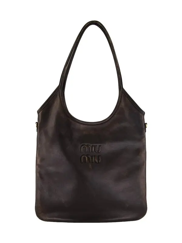 Miu Miu Coffee Ivy Leather Shoulder Bag - Brown