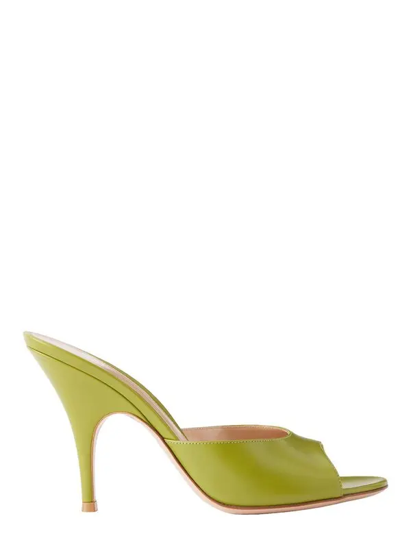 GIANVITO ROSSI Sofia 95 Leather Mules - Green