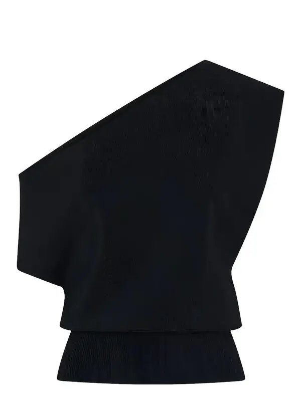 Christopher Esber Knit Asymmetrical Shoulder Top - Black