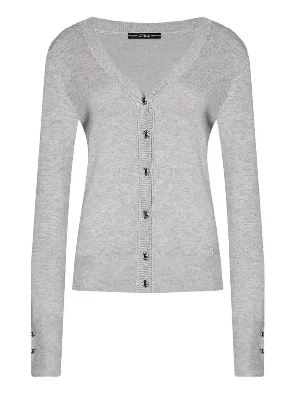 Guess Knitted V-neck Cardigan - Grey