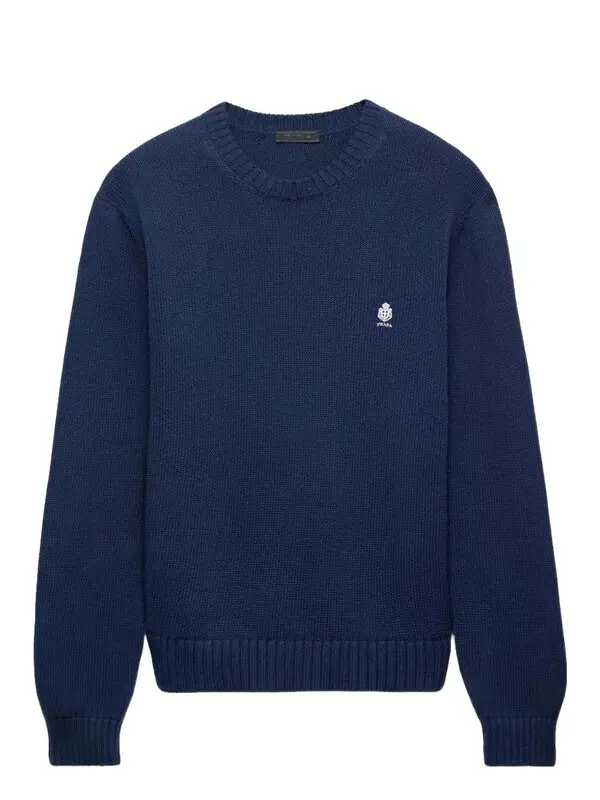 Prada Cotton Crew Neck Sweater - Blue