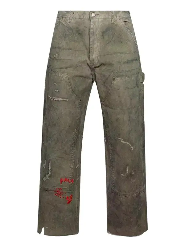 PALY Waxed-canvas Double-knee Trousers - Brown