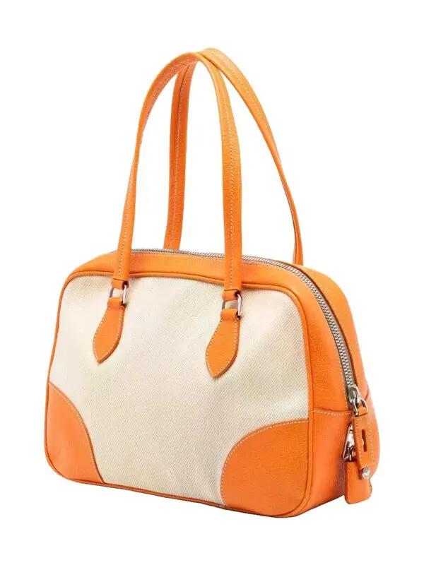 Prada Cinghiale Trimmed Canapa Handbag - Orange