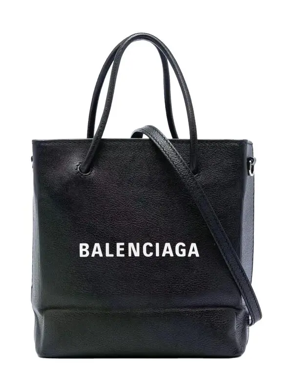 Balenciaga Xxs Leather Shopping Tote Satchel - Black