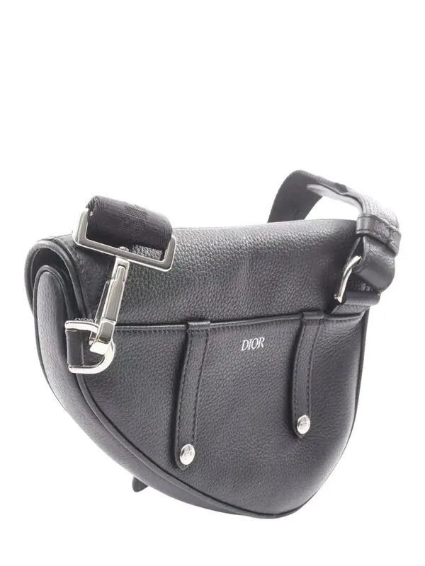 Dior Leather Saddle Bag Shoulder Bag - Black