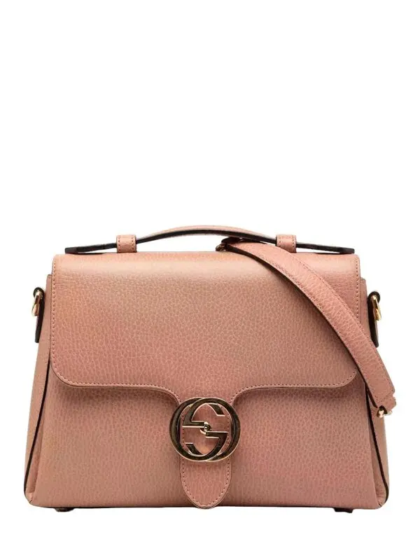 Gucci Small Calfskin Leather Interlocking G Satchel - Pink