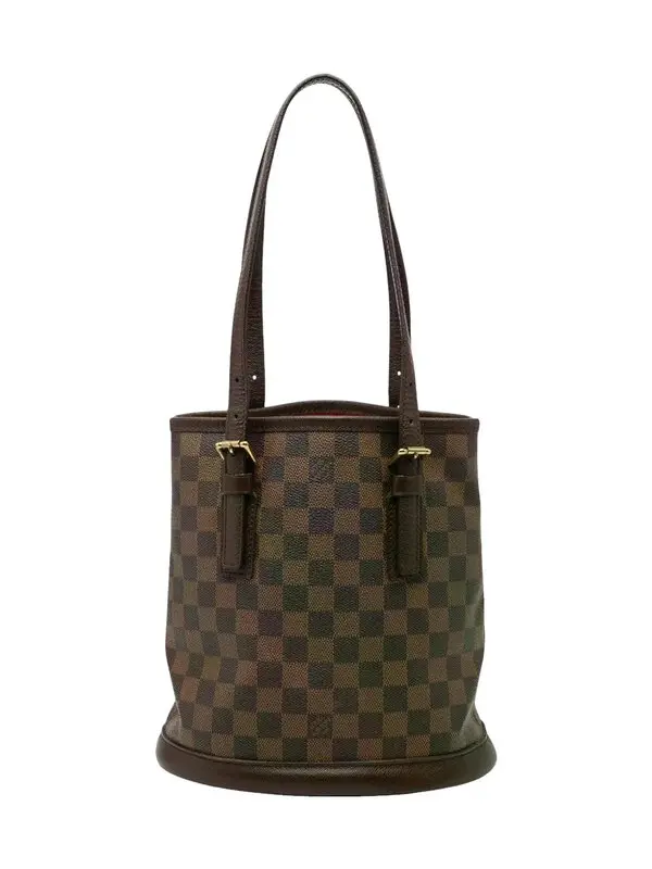LOUIS VUITTON Damier Ebene Marais Bucket Bag - Brown